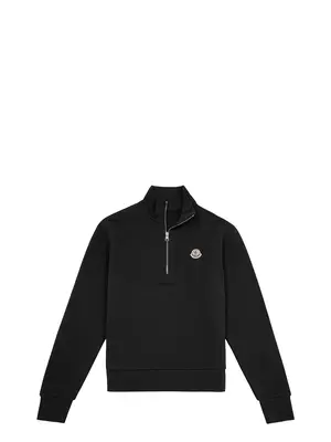 Moncler Half-Zip Cotton Sweatshirt Black