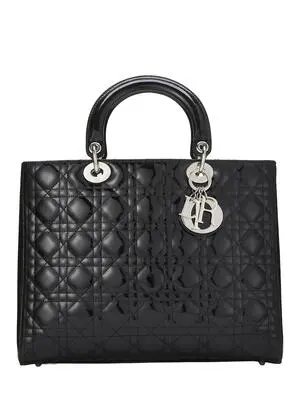 DIOR Christian Dior Cannage Patent Leather Lady Dior Large