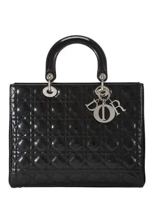DIOR Christian Dior Cannage Patent Leather Lady Dior Large