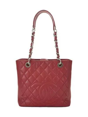 Chanel Quilted Caviar Shopping Tote - Red