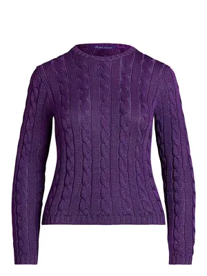 Ralph Lauren Ralph Lauren Collection Cable-Knit Silk Sweater Purple