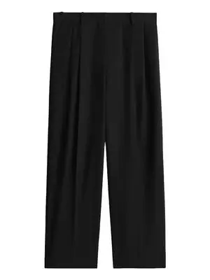 Cos Relaxed Twill Wide-leg Trousers - Black
