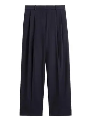 Cos Relaxed Twill Wide-leg Trousers - Navy