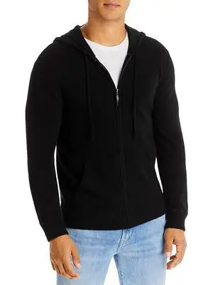 Bloomingdale'S Cashmere Zip Front Hoodie - Black