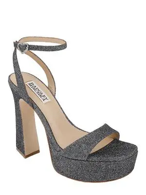 Badgley Mischka Caia Platform Sandals - Pewter Glitter
