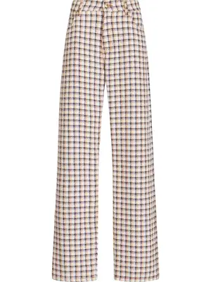 Etro Check Jacquard Wide-leg Trousers - White