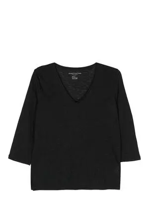 Majestic Filatures Slub-texture V-neck T-shirt - Black