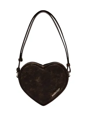 AMBUSH Heart Leather Shoulder Bag - Black
