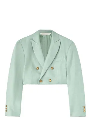 Palm Angels Linen Cropped Blazer - Green