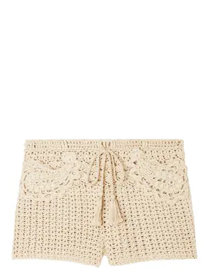 Alanui Conch Shell Cotton Shorts - Neutrals