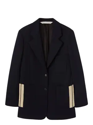 Palm Angels Tape-detail Virgin Wool-blend Blazer - Blue