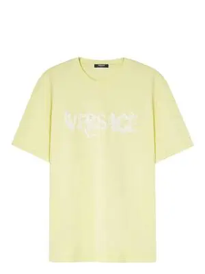 Versace Logo-embroidered T-shirt - Yellow