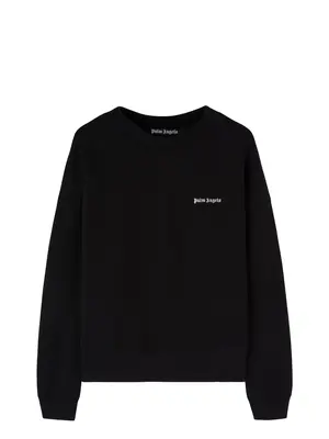 Palm Angels Logo-embroidered Cotton Sweatshirt - Black