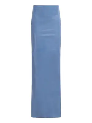 Marni Rear-slit Leather Maxi Skirt - Blue