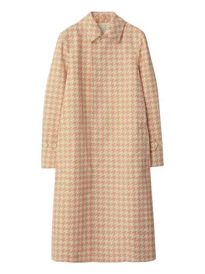 Burberry Check Pattern Long Coat - Pink