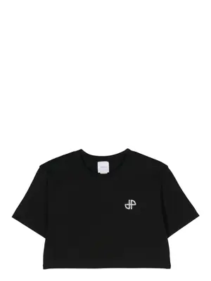 Patou Logo-embellished Cropped T-shirt - Black