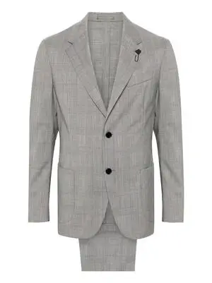 LARDINI Prince-of-wales-check Wool Suit - Black