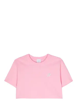 Patou Logo-embellished Cropped T-shirt - Pink