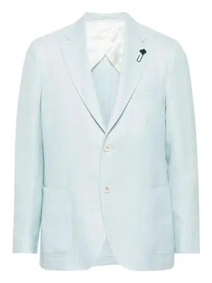 LARDINI Intertwined Linen-blend Blazer - Blue
