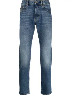 Versace Logo-appliqué Slim-cut Jeans - Blue
