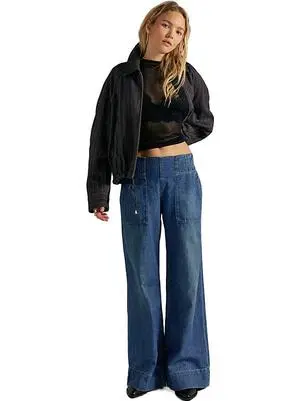 Free People We The Free Breezy Denim Pull-on Jeans - Cobalt