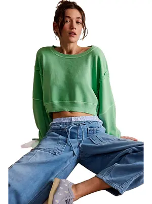 Free People Free People We The Free Camden Cropped Sweatshirt Meadow