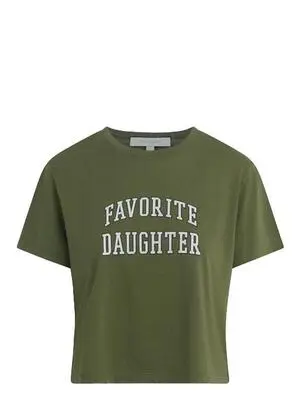 FAVORITE DAUGHTER Cropped Collegiate T-shirt - Smoketree/gardenia
