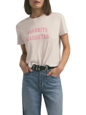 FAVORITE DAUGHTER Cropped Collegiate T-shirt - White W/neon Pink