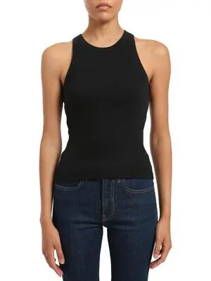 MAVI Ribbed Stretch Cotton Tank - Black