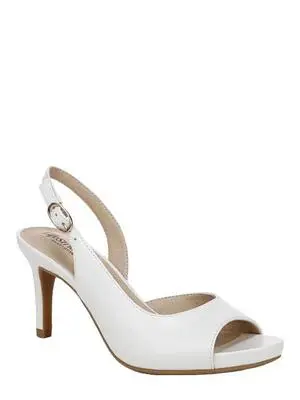 LIFESTRIDE Teller Slingback Peep Toe Pumps - White