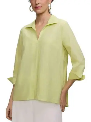 Foxcroft Agnes Linen Blend Top - Limoncello Yellow