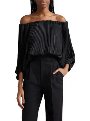 A.L.C. Sienna Plissé Top - Black