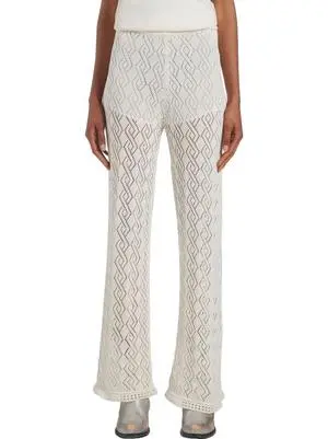 GOLDEN GOOSE Open Stitch Wide Leg Pants - Ecru