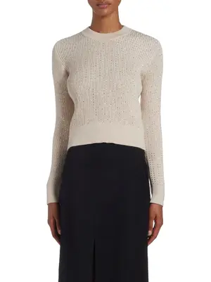 GOLDEN GOOSE Crystal Embellished Virgin Wool Sweater - Beige