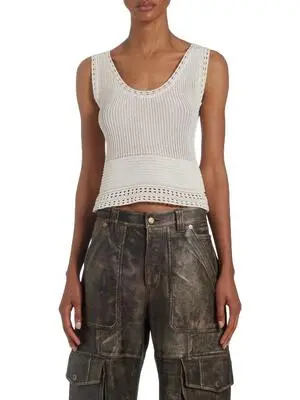 GOLDEN GOOSE Openwork Sweater Tank - Ecru
