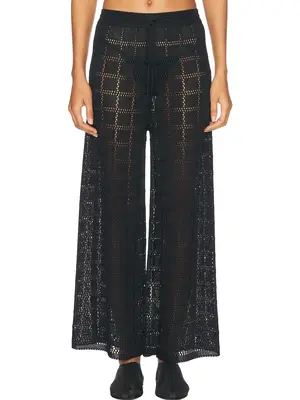 Calle Del Mar Crochet Patchwork Pant - Black