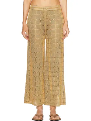Calle Del Mar Crochet Patchwork Pant - Camel