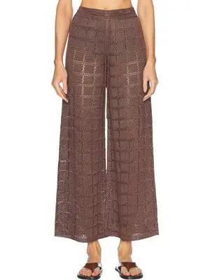 Calle Del Mar Crochet Patchwork Pant - Chocolate