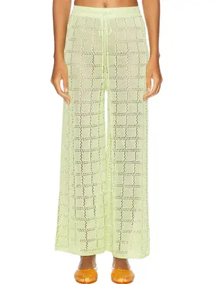 Calle Del Mar Calle Del Mar Crochet Patchwork Pant Sweet Lime