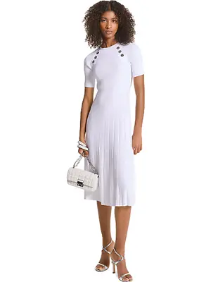 Michael Kors Michael Kors Ribbed Knit Midi Dress White