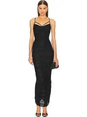 MICHAEL COSTELLO Corinne Midi Dress - Black