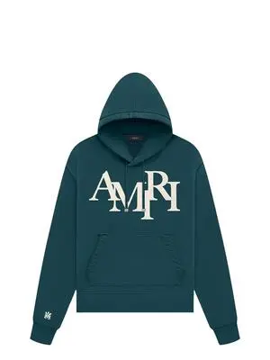 Amiri Staggered Logo Hooded Sweatshirt - Green