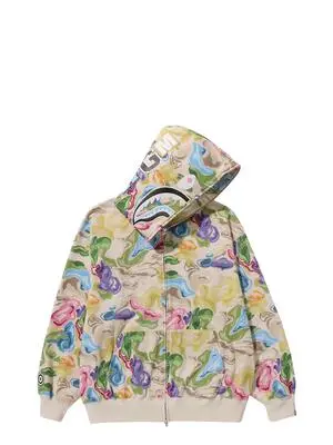 A BATHING APE Art Camo Shark Hoodie Multicolor