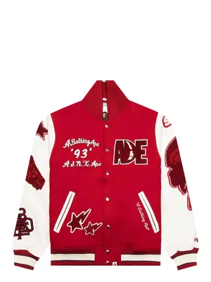 A BATHING APE Multi Motif Varsity Jacket - Red