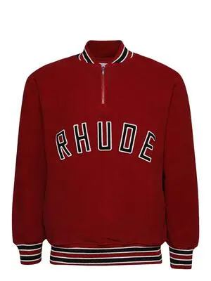 Rhude Quarter Zip Varsity Jacket - Red
