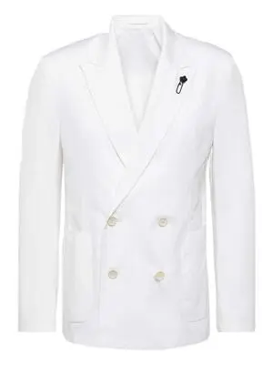 LARDINI Double-breasted Cotton Blazer - White