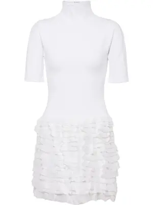 Alaïa Ruffled High-neck Minidress - White