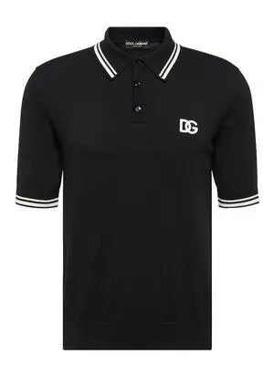Dolce & Gabbana Logo Cotton Piqué Polo Shirt - Black