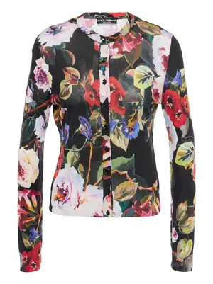 Dolce & Gabbana Floral Silk Cardigan - Black