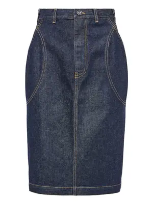 Alaïa Denim Pencil Skirt - Blue
